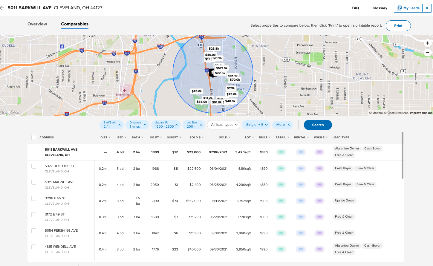 Creating a Comp Report - when searching for Leads - RE Software Support